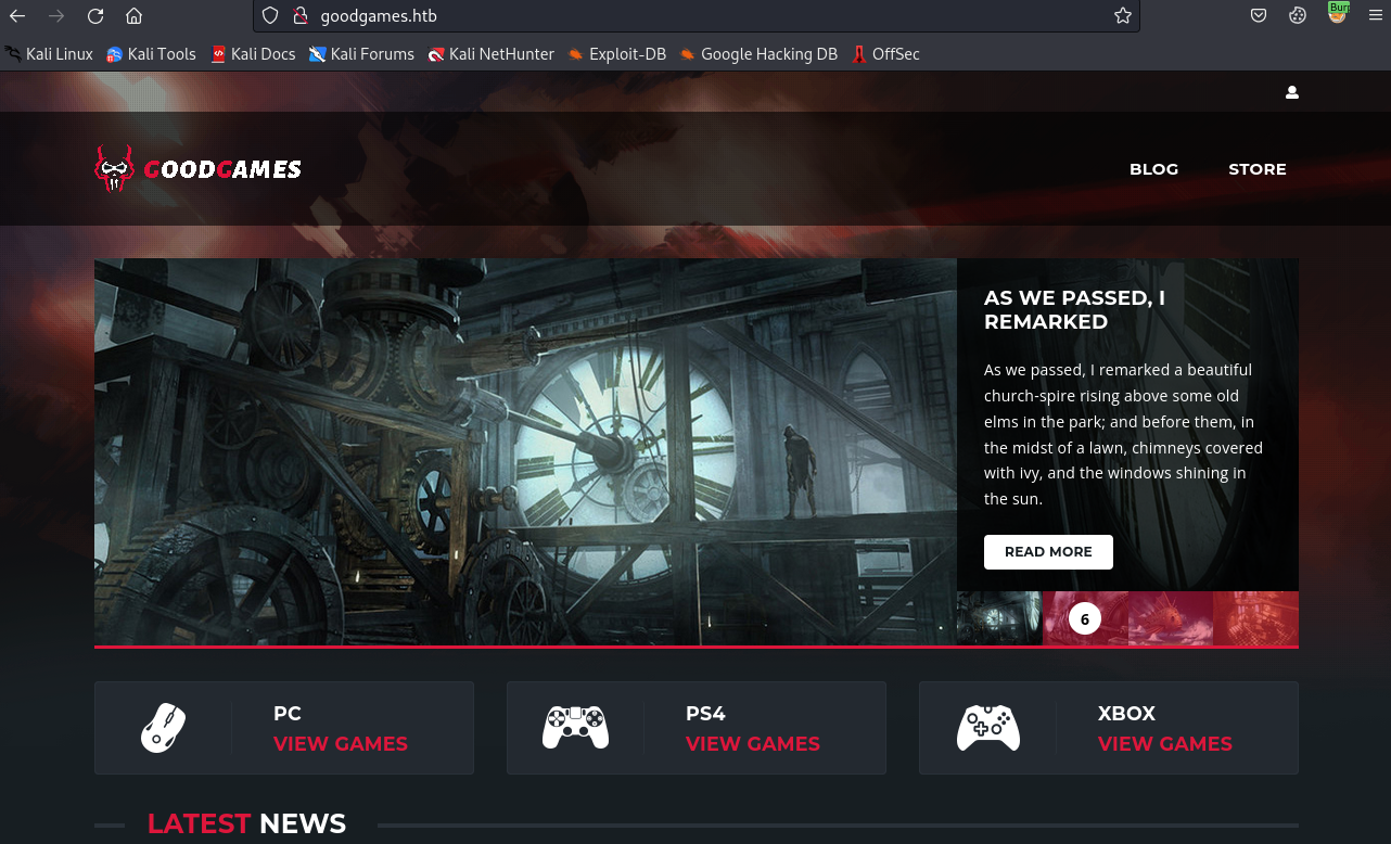 GoodGames - HackTheBox | amartinsec